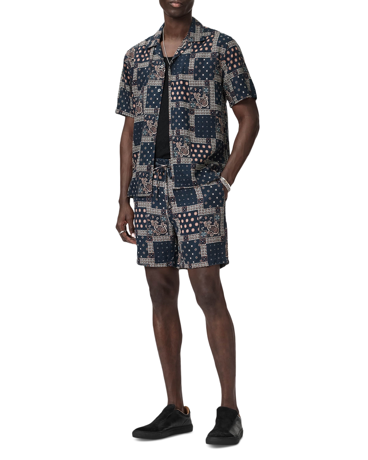 JOHN VARVATOS dan short sleeve camp shirt
